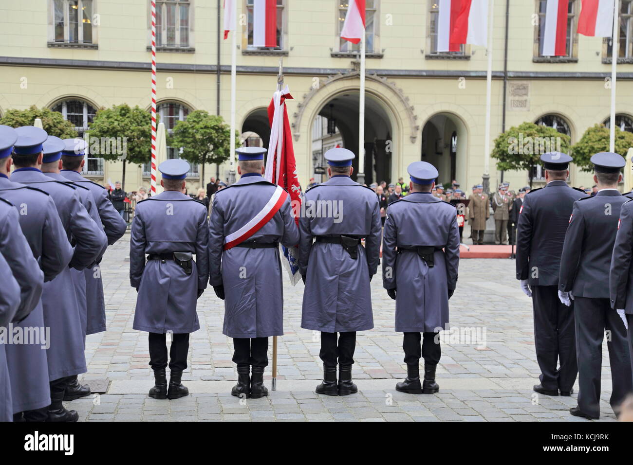 Polish police officers in blue uniforms on a parade Stock Photo - Alamy