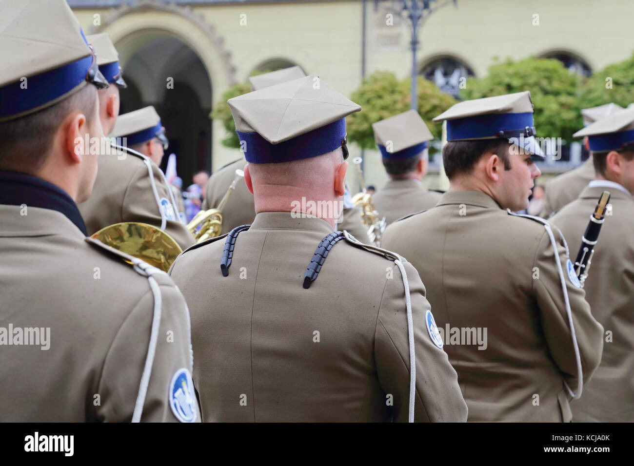 Polish army officers in green uniforms on a parade Stock Photo - Alamy