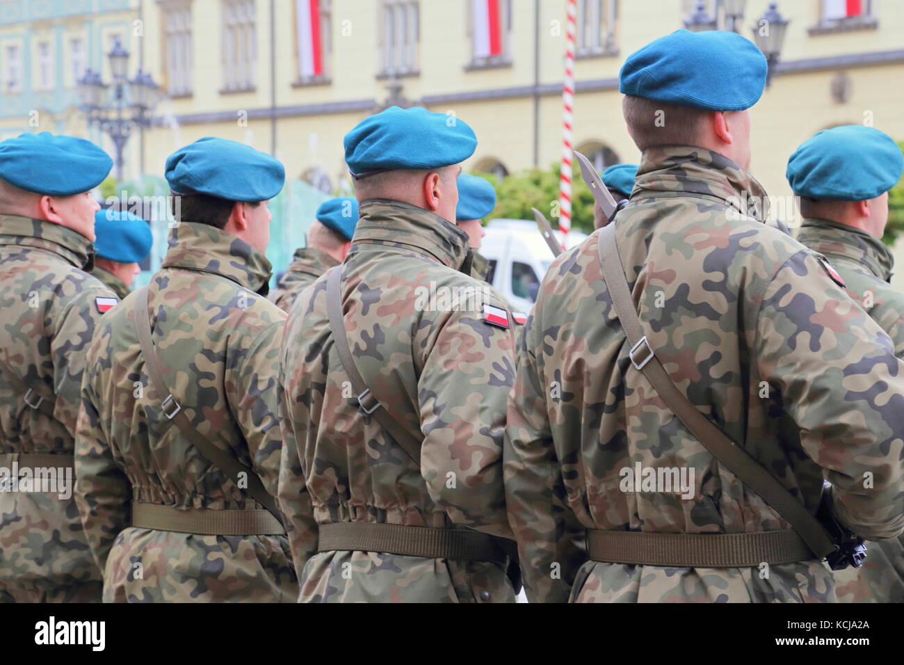 Polish army officers in green uniforms on a parade Stock Photo - Alamy
