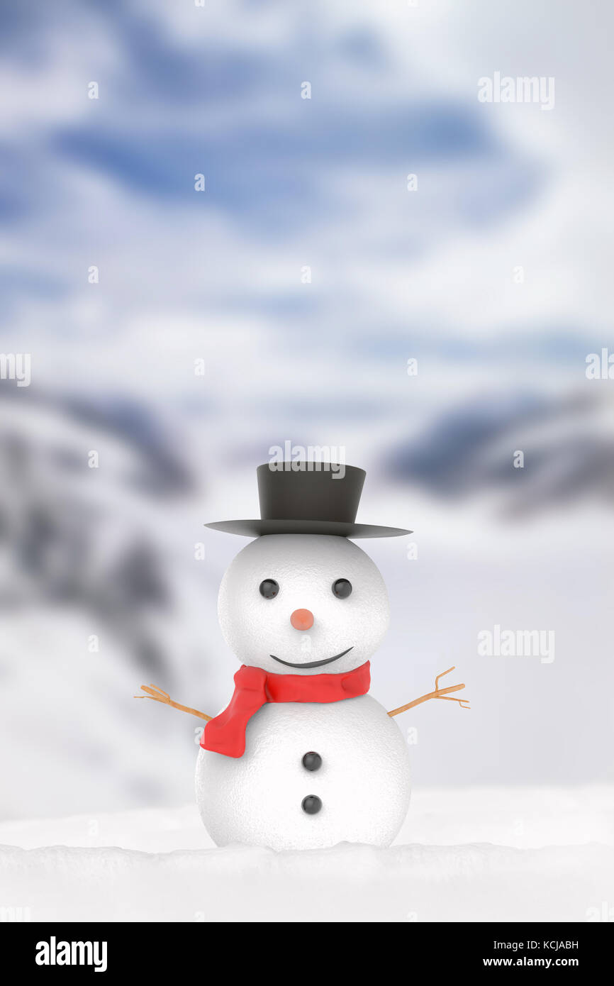 3d rendering smiling snowman Stock Photo - Alamy