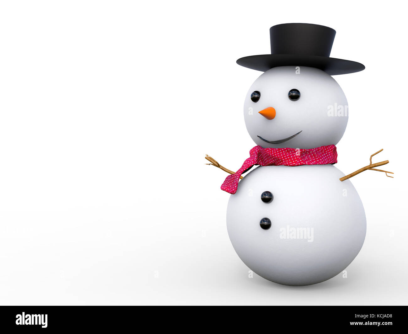 3d rendering smiling snowman on white background Stock Photo - Alamy