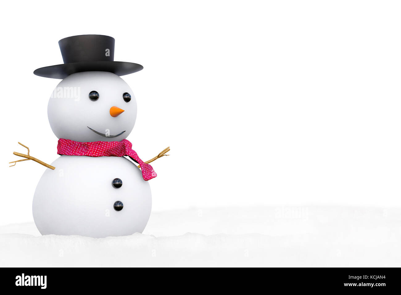 3d rendering smiling snowman on white background Stock Photo - Alamy