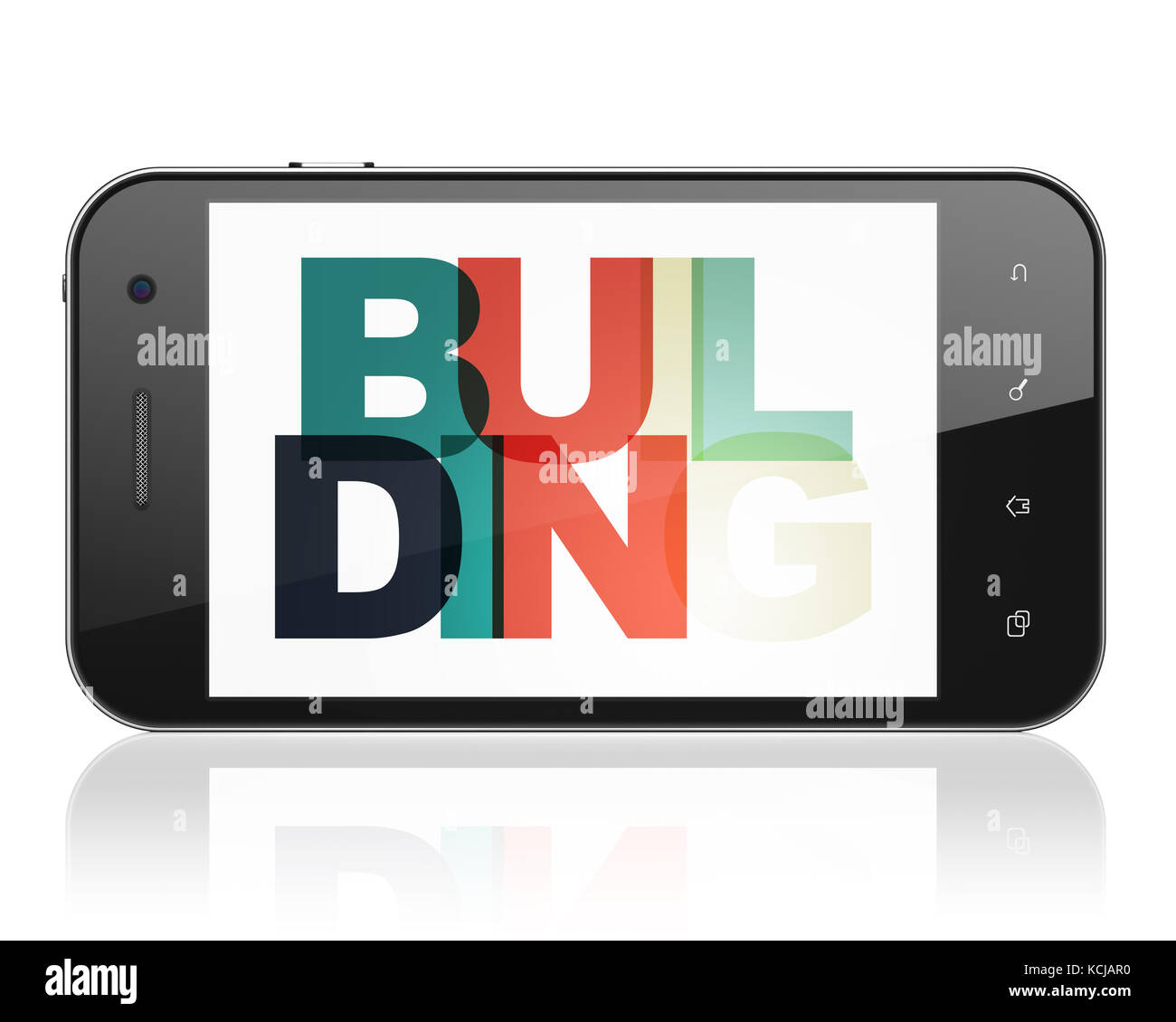 Building construction concept: Smartphone with Building on display ...