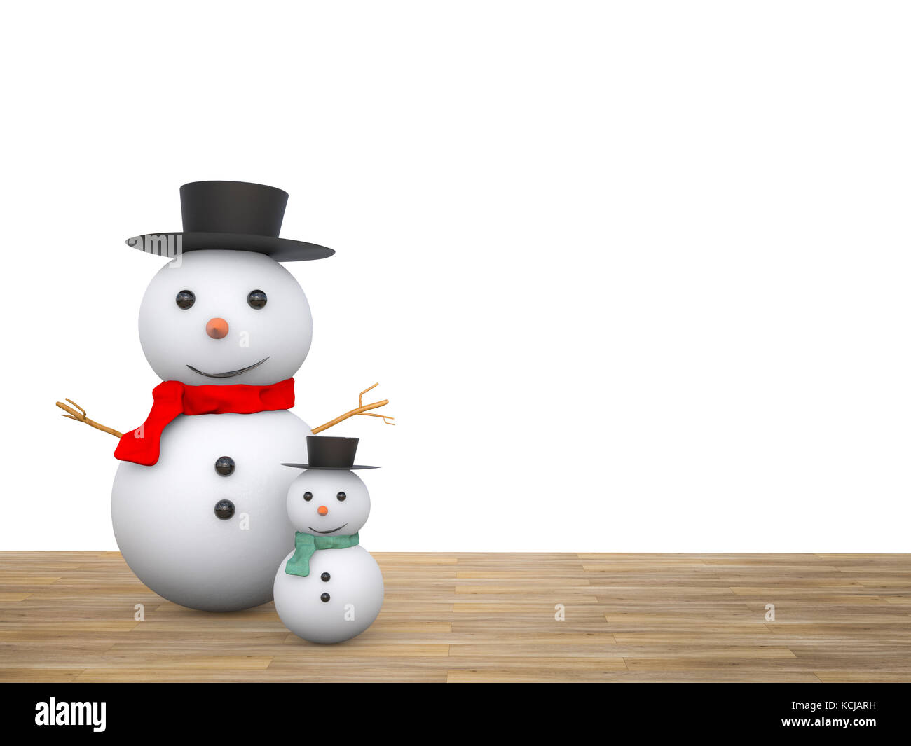 3d rendering smiling snowman on white background Stock Photo - Alamy