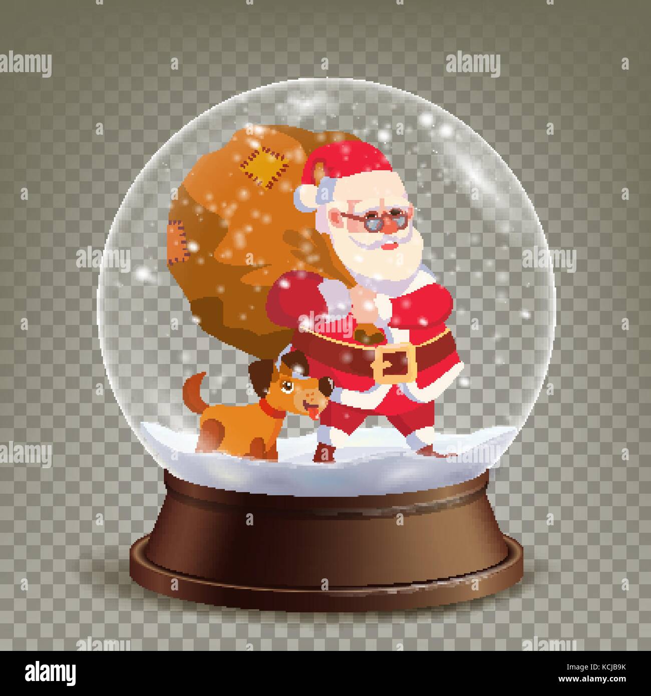 Christmas Snow Globe Realistic Vector. Cute Santa Claus With Gifts ...