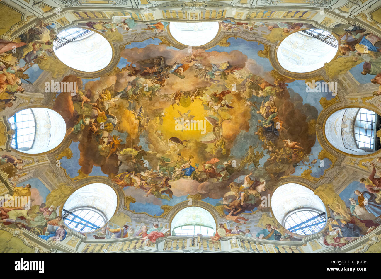Vienna, Austria - August 6, 2016: Frescoes by Daniel Gran on the ...