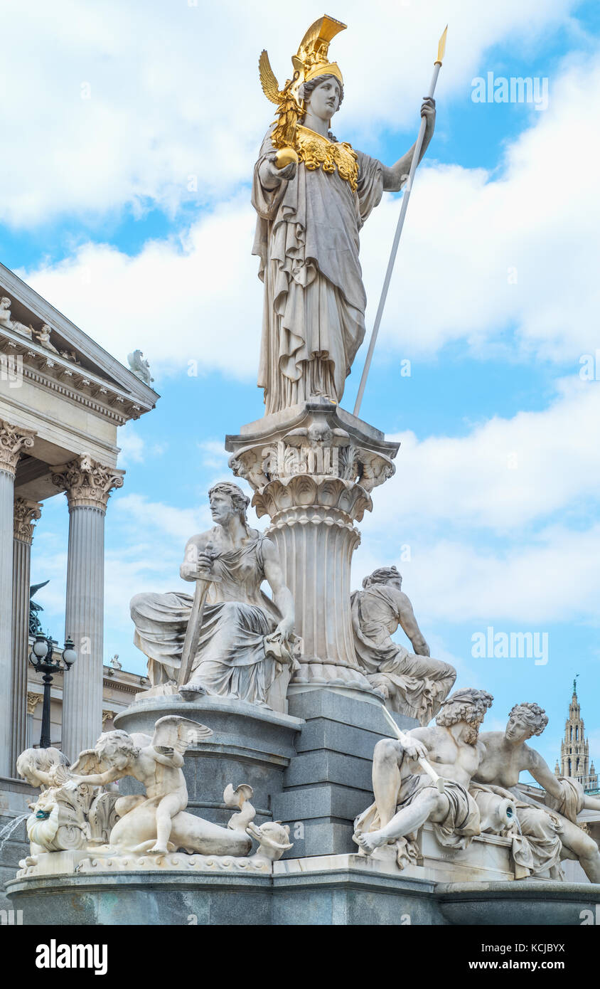Austria, Vienna, the Pallas Athena statue in front of the Parliament ...