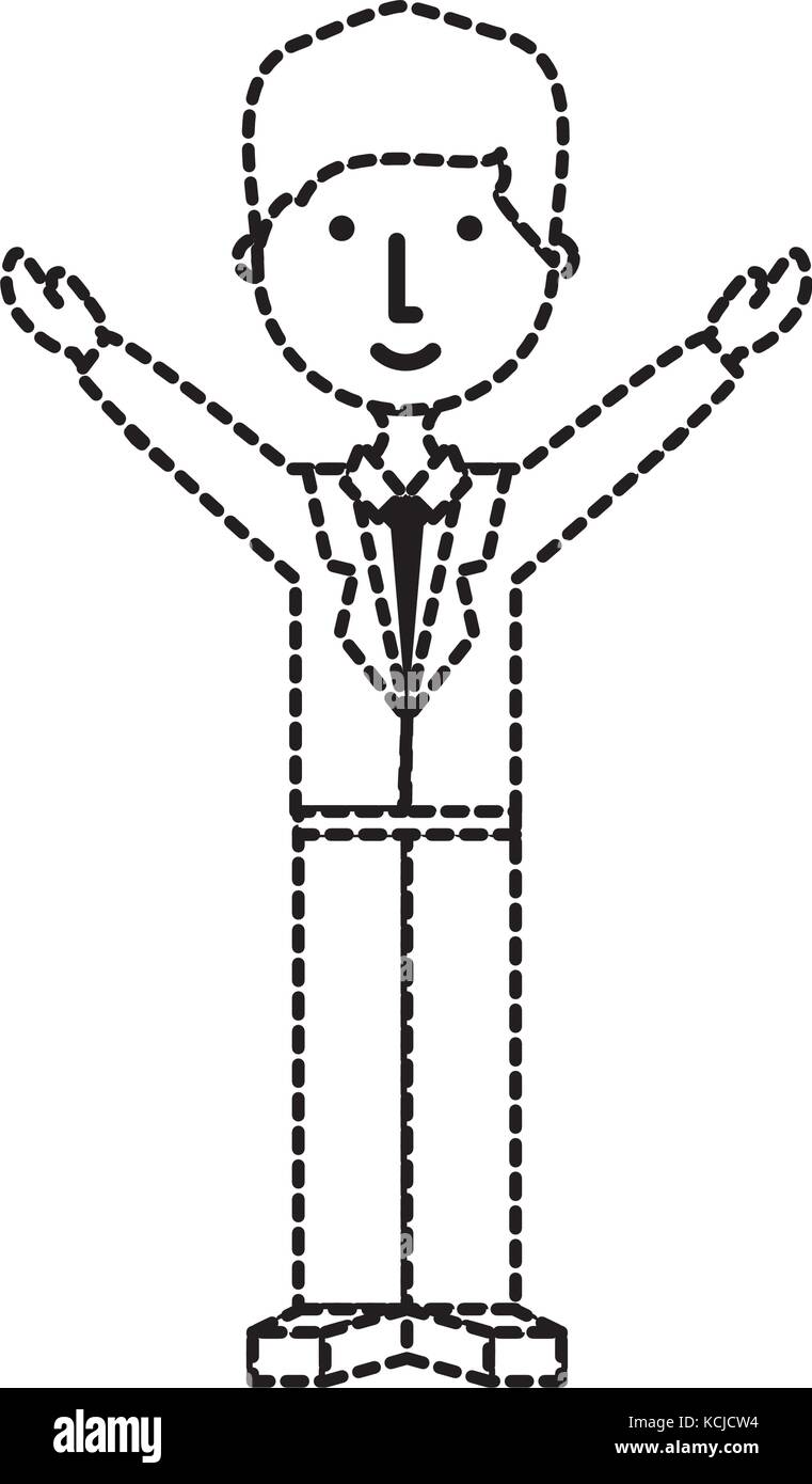 flat line man sticker over white background vector illustration Stock ...