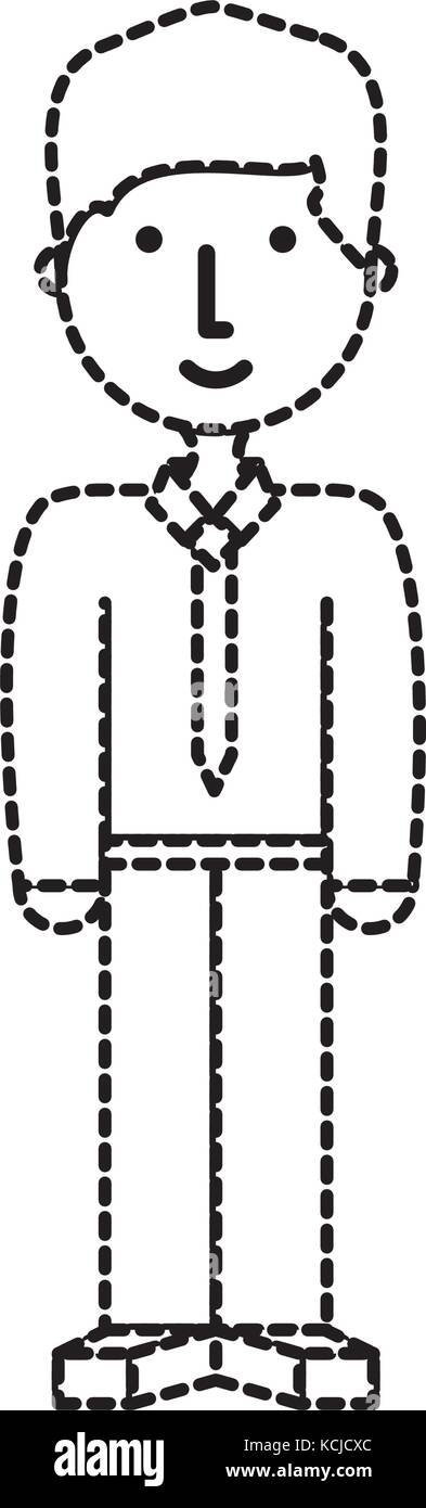 flat line man sticker over white background vector illustration Stock ...