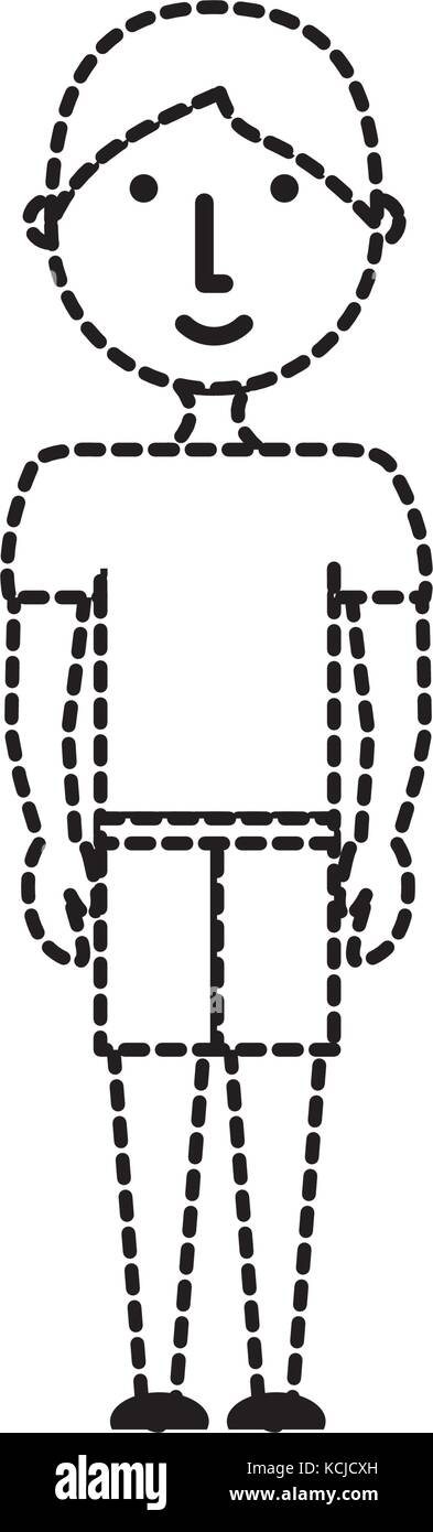 flat line boy sticker over white background vector illustration Stock ...