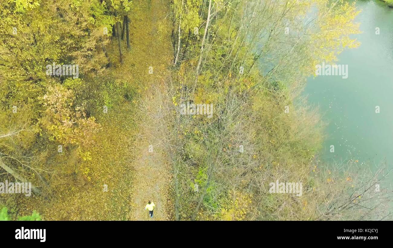 Aerial view man running lake hi-res stock photography and images - Alamy