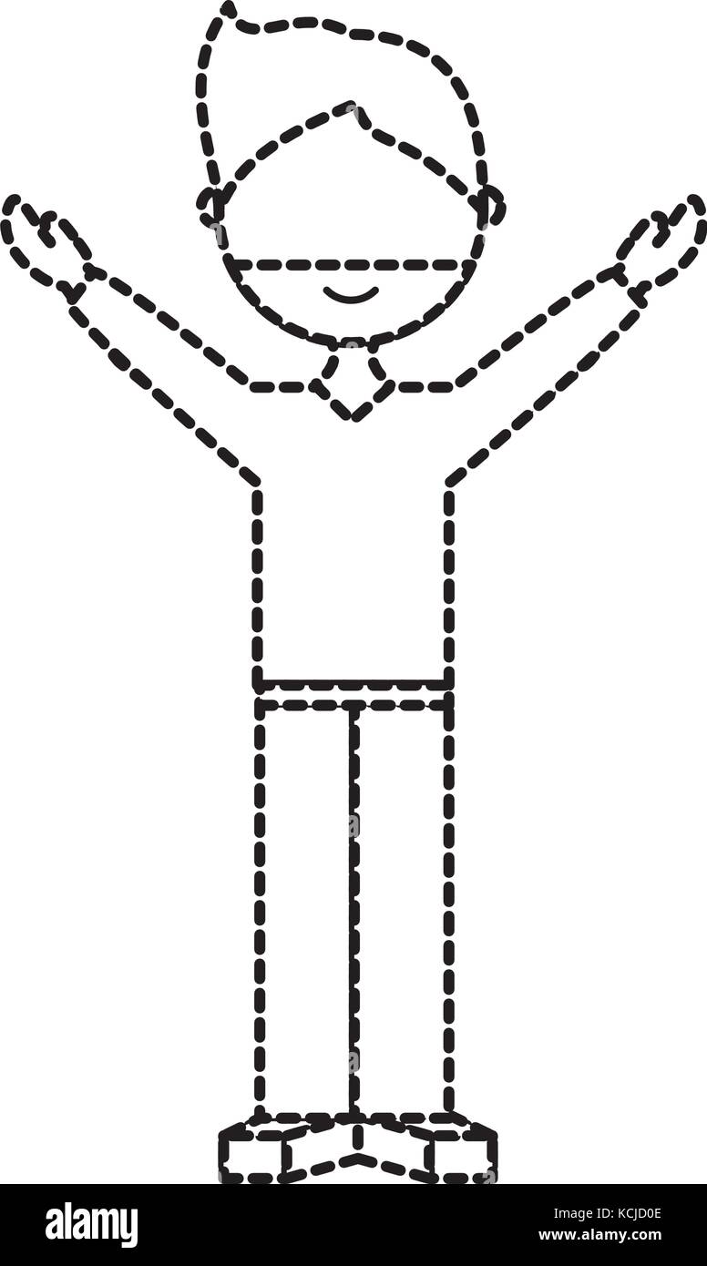 flat line man sticker over white background vector illustration Stock ...