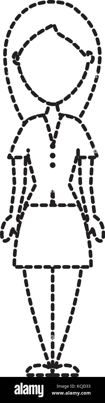 flat line uncolored woman sticker over white background vector ...