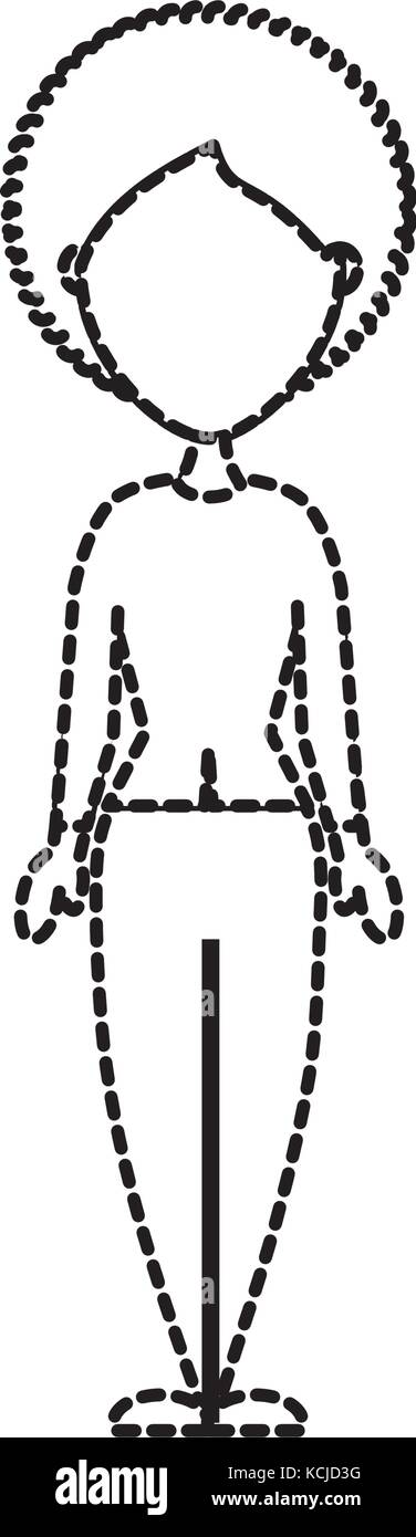 flat line uncolored woman sticker over white background vector ...