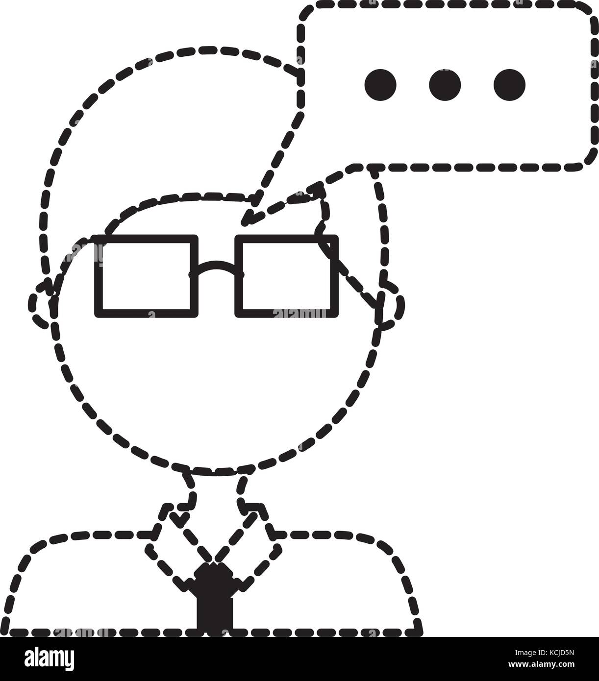 flat line man with chat bubbles sticker over white background vector ...