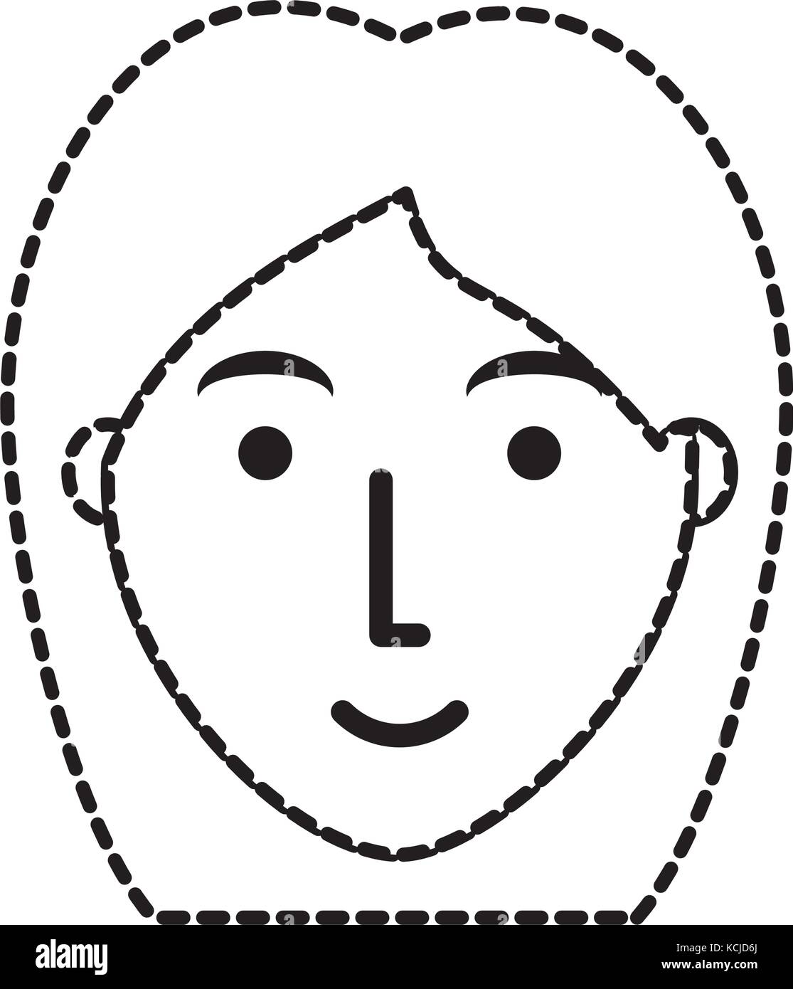 flat line uncolored face woman sticker over white background vector ...