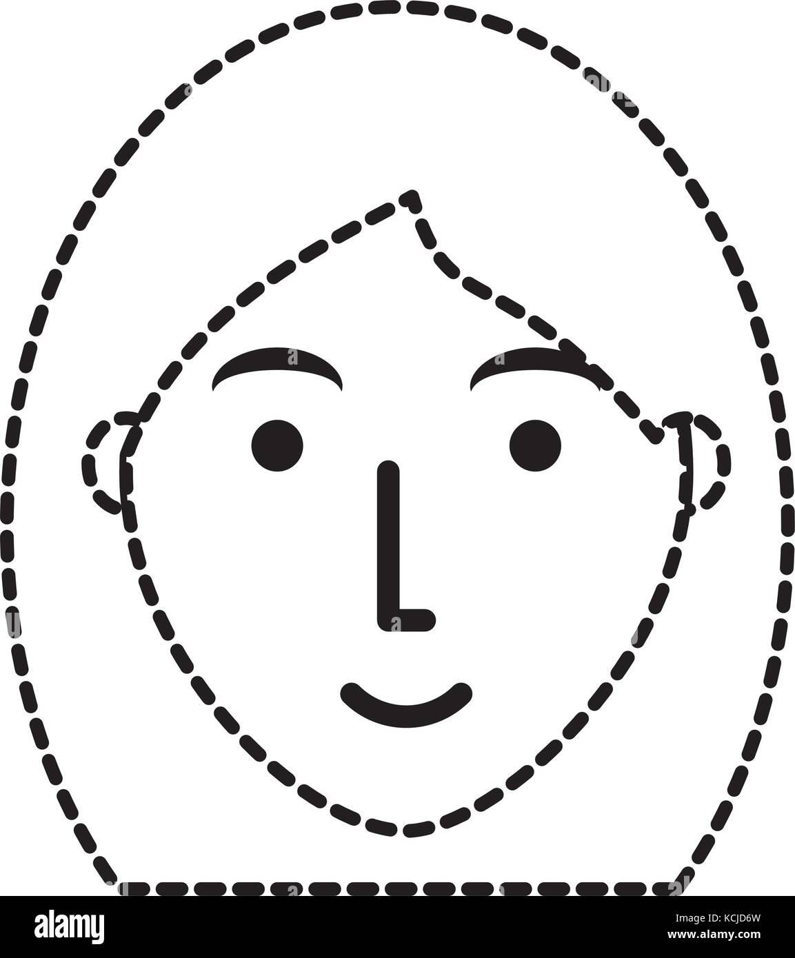 flat line uncolored face woman sticker over white background vector ...