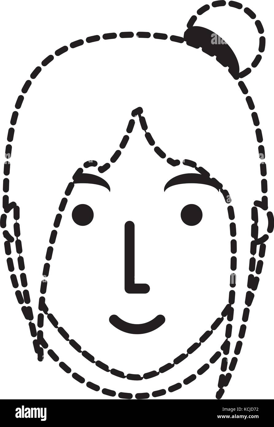 flat line uncolored face girl sticker over white background vector ...