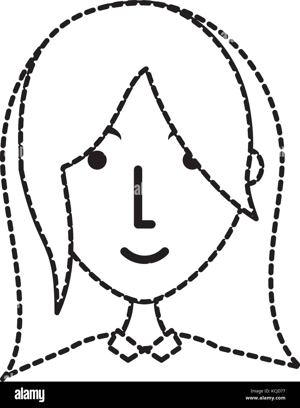 flat line uncolored face woman sticker over white background vector ...