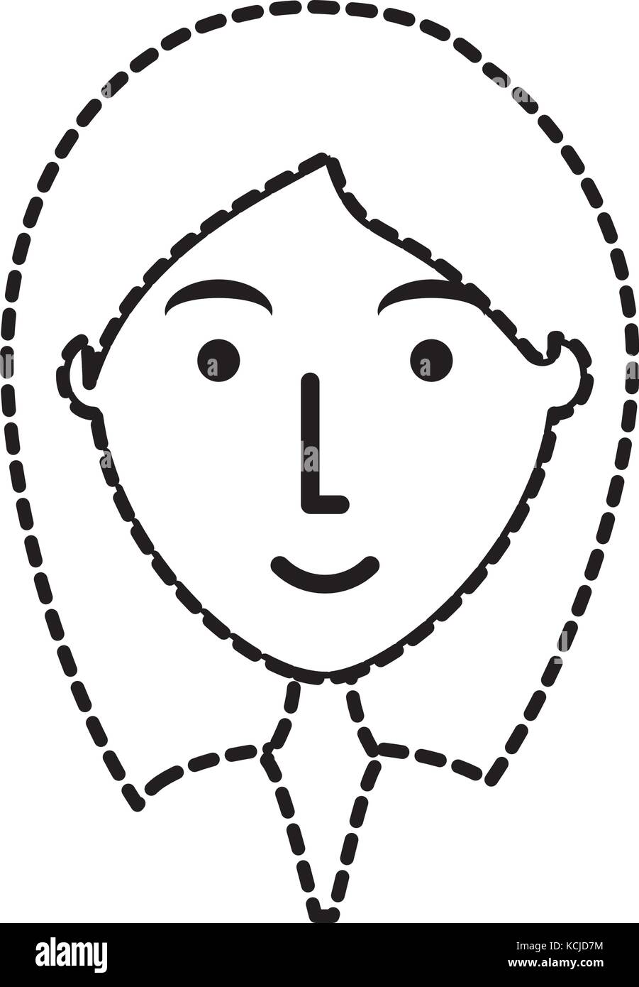 flat line uncolored face woman sticker over white background vector ...