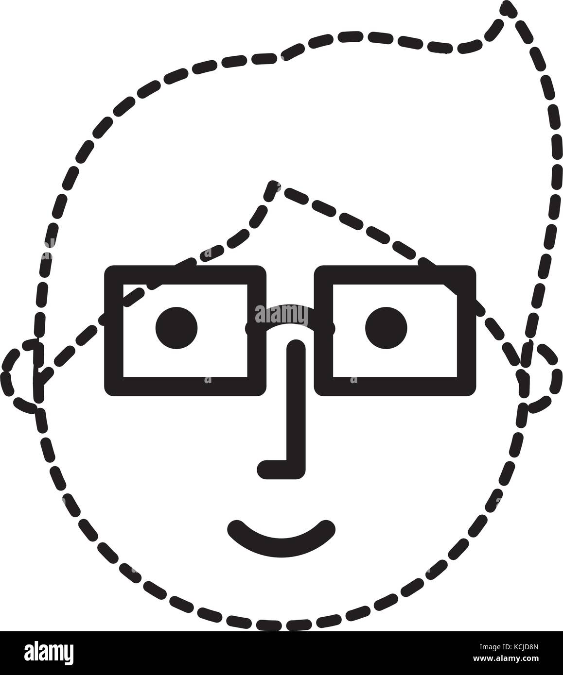 flat line face man sticker over white background vector illustration ...