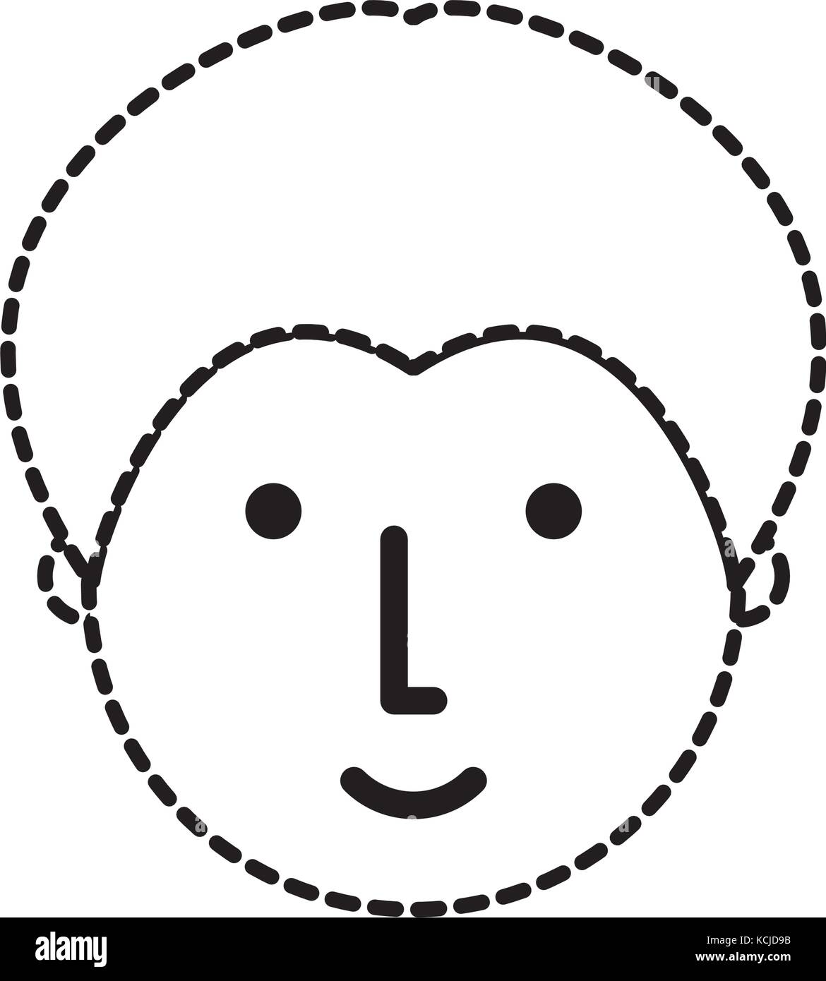 flat line uncolored face man sticker over white background vector ...