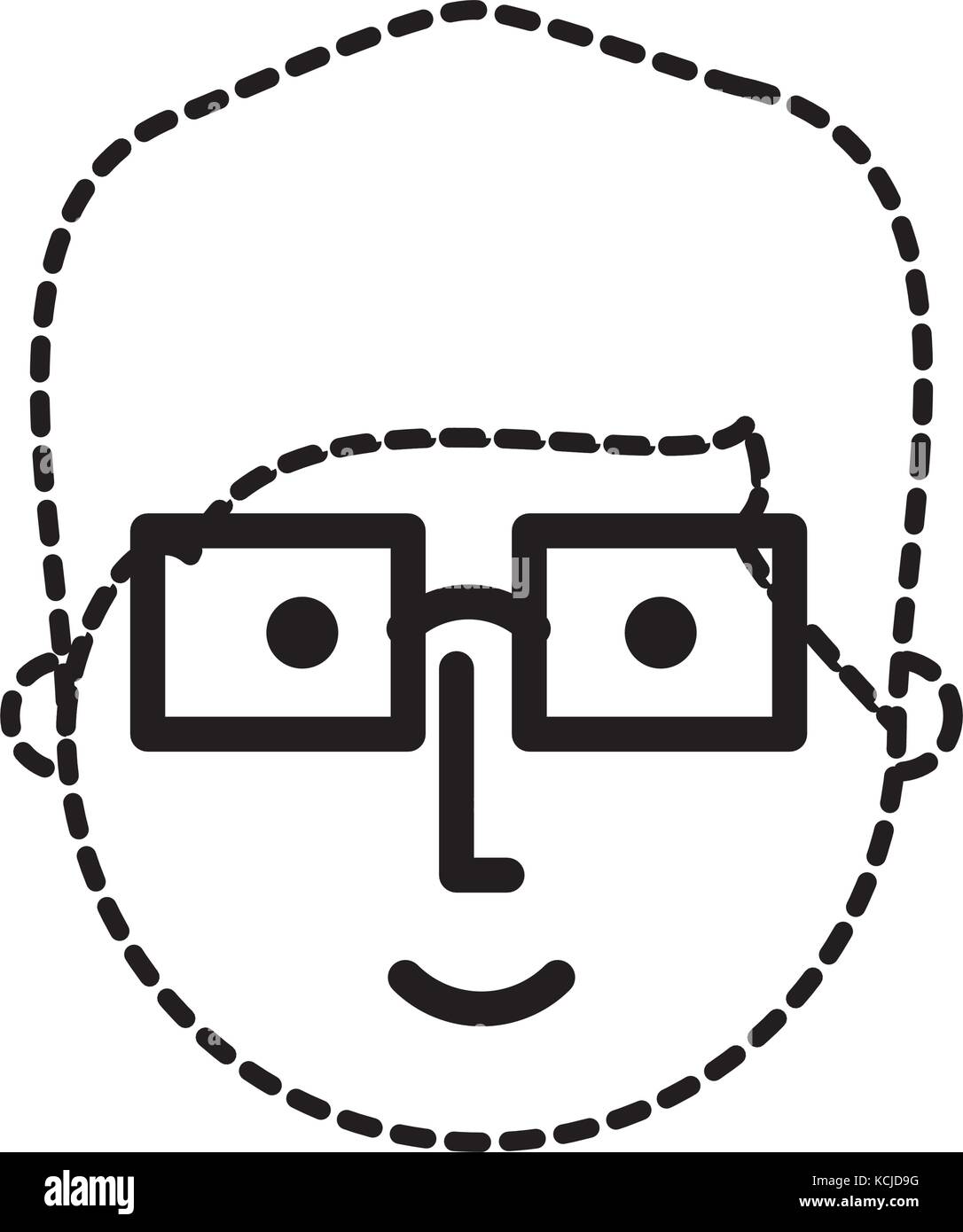 flat line uncolored face man sticker over white background vector ...