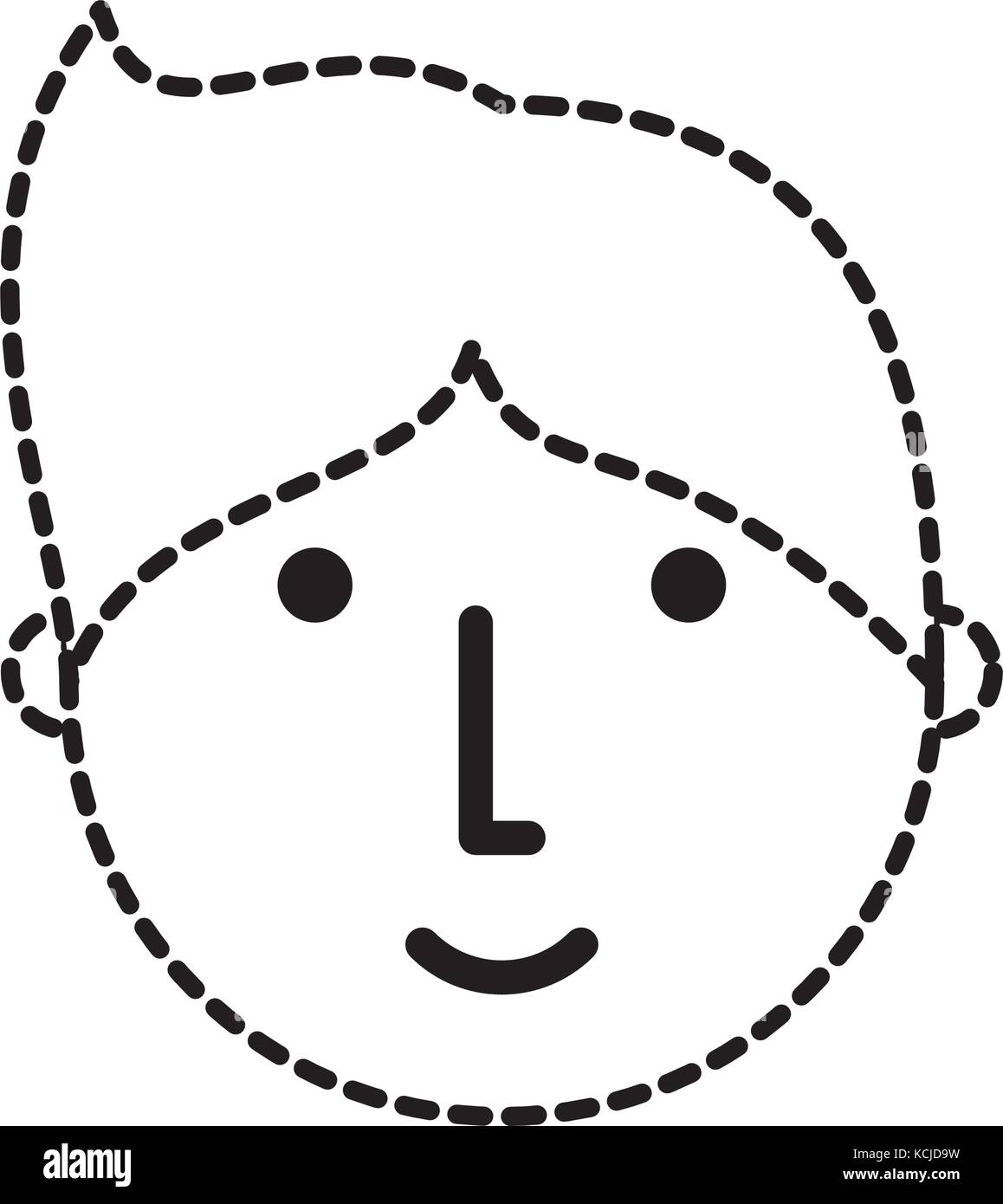 flat line uncolored face boy sticker over white background vector ...