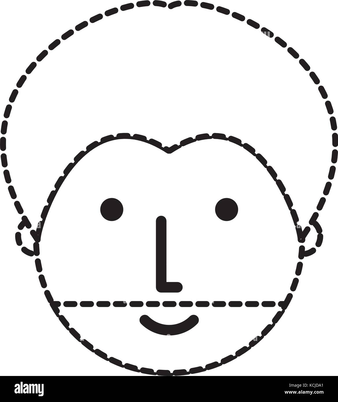 flat line uncolored face man sticker over white background vector ...