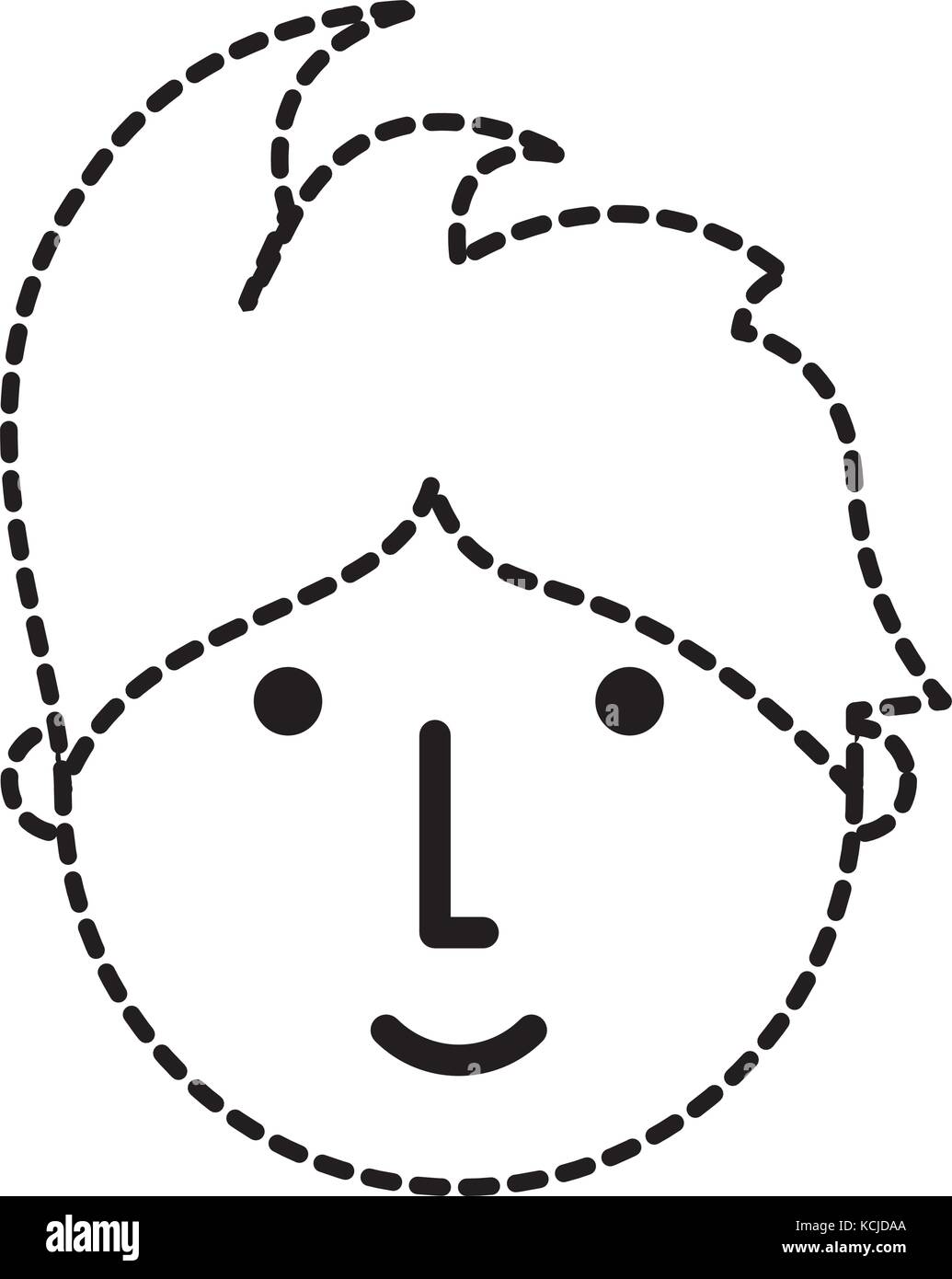flat line uncolored face boy sticker over white background vector ...
