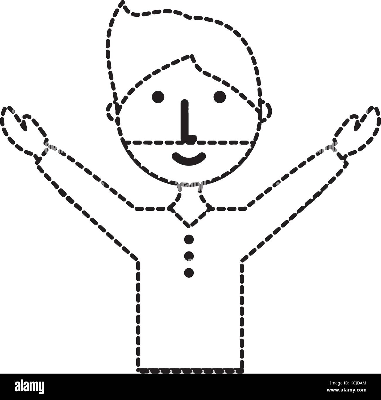 flat line uncolored man sticker over white background vector ...