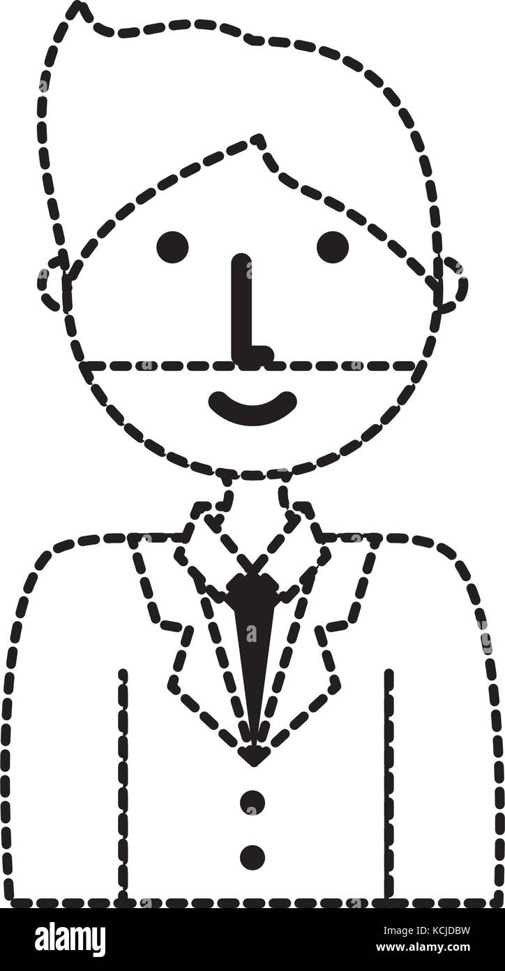 flat line uncolored man sticker over white background vector ...