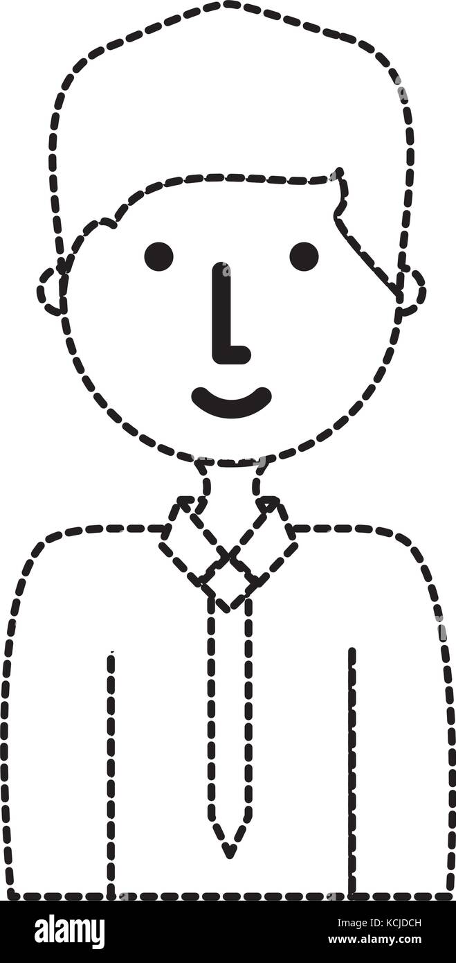 flat line uncolored man sticker over white background vector ...