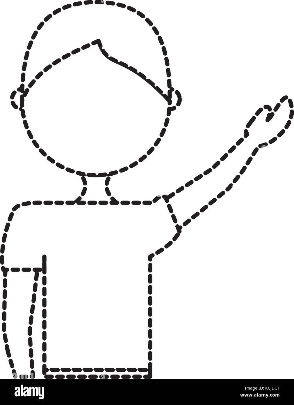 flat line uncolored boy sticker over white background vector ...