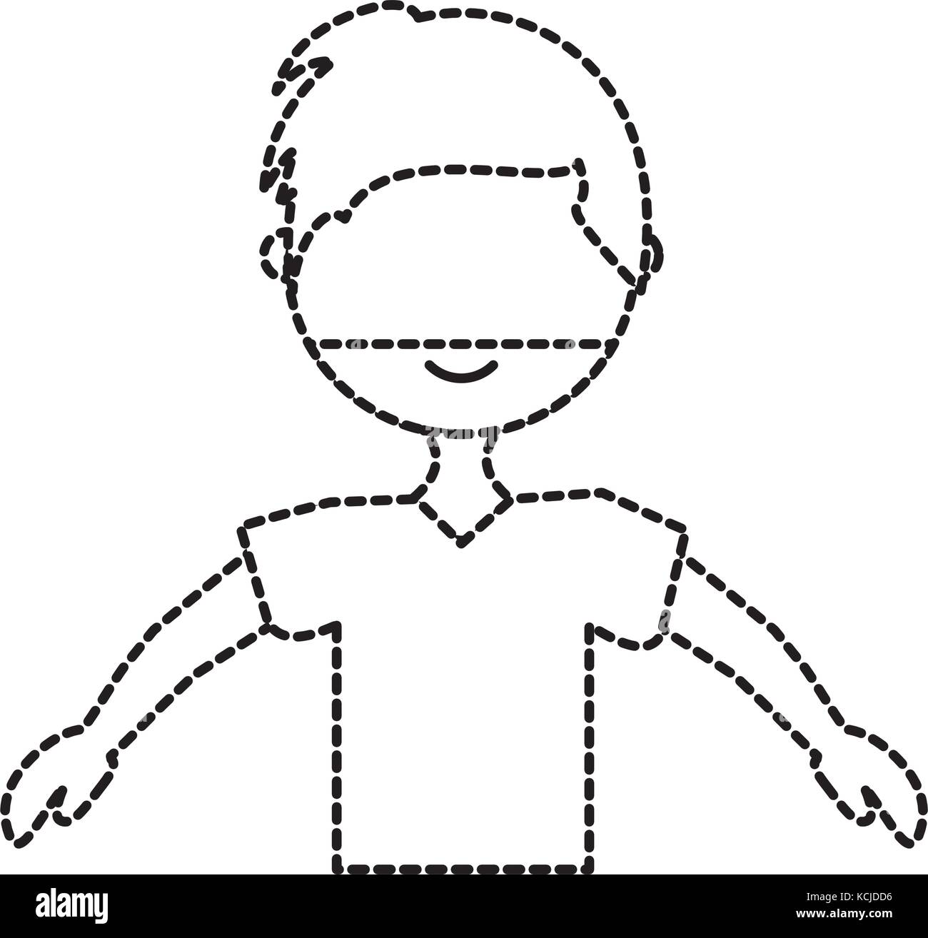 flat line uncolored man sticker over white background vector ...