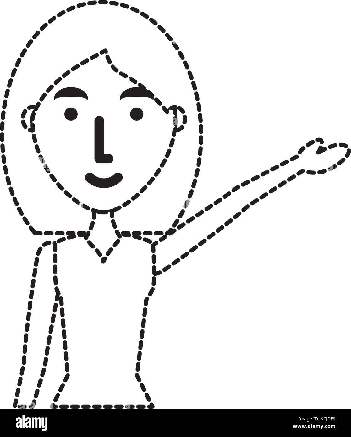 flat line uncolored woman sticker over white background vector ...