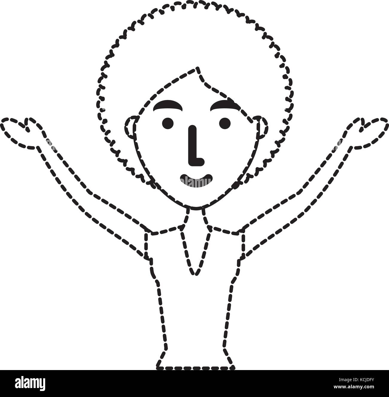 flat line uncolored woman afro hairstyle sticker over white background ...