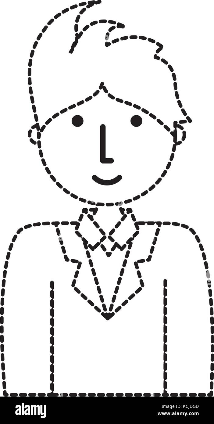 flat line uncolored man sticker over white background vector ...