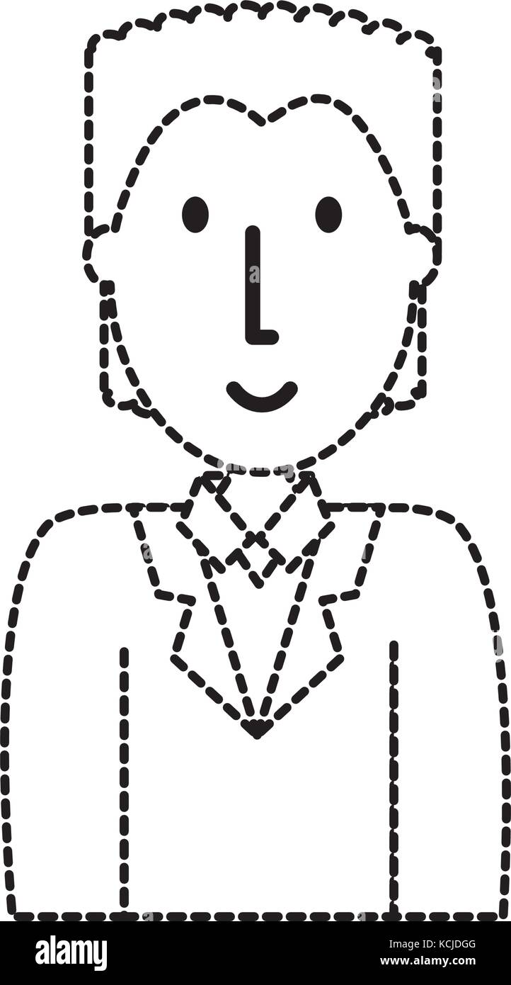 flat line uncolored man sticker over white background vector ...