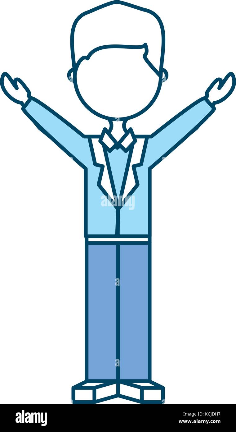 flat line colored man over white background vector illustration Stock ...