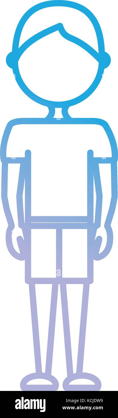 flat line colored boy over white background vector illustration Stock ...