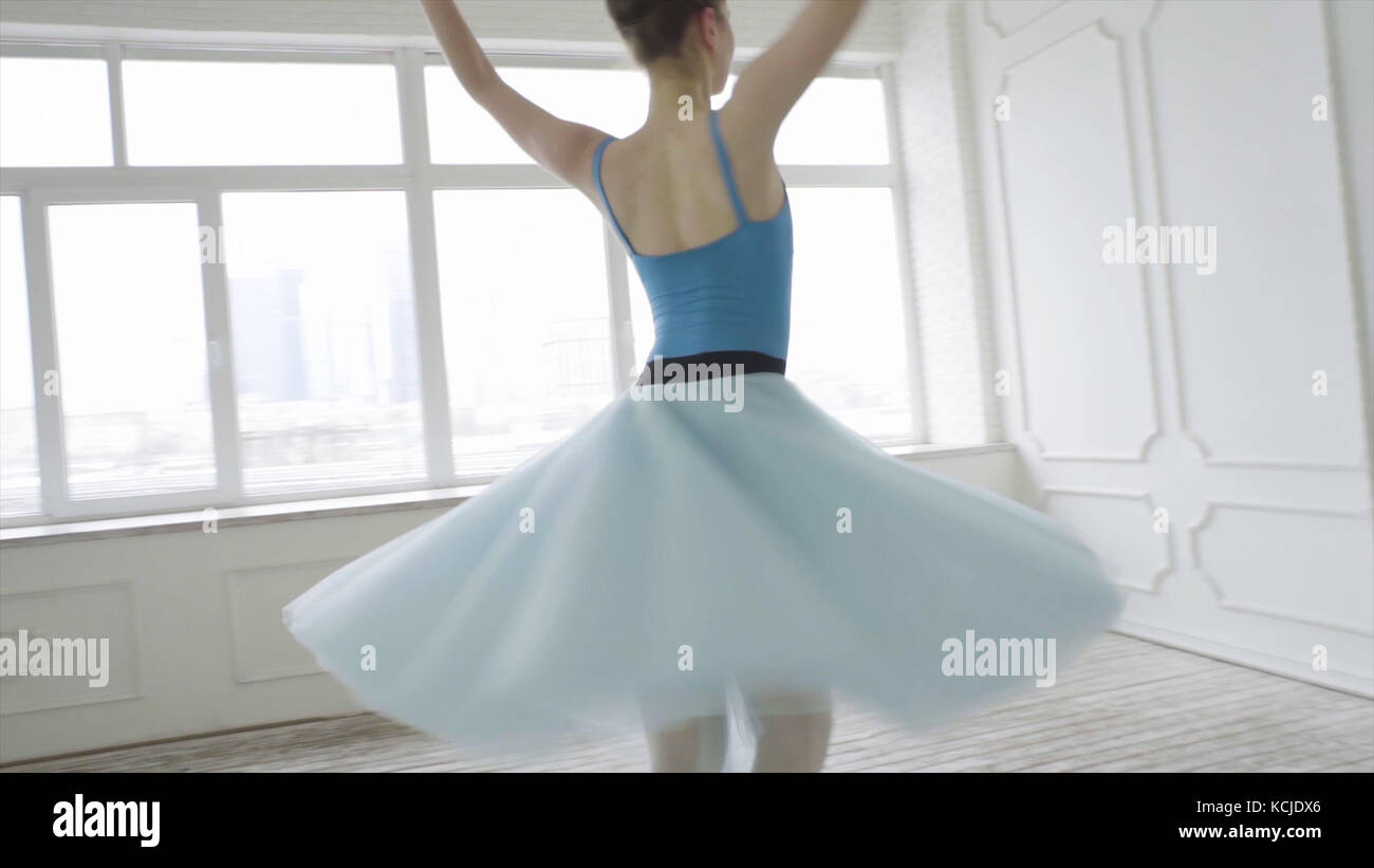 Beautiful Girl Dancer Performs Elements Of Classical Ballet In The Loft