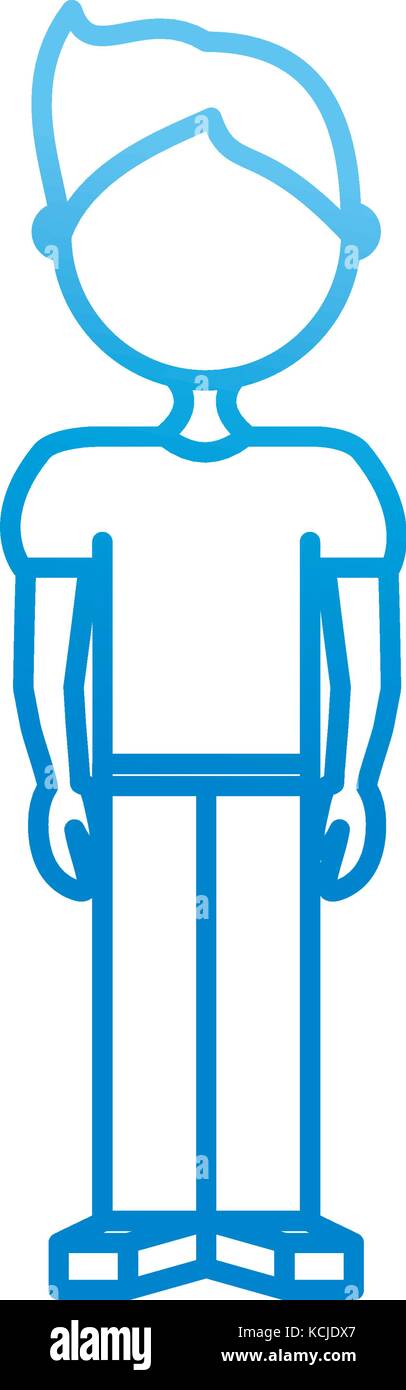 flat line colored boy over white background vector illustration Stock ...