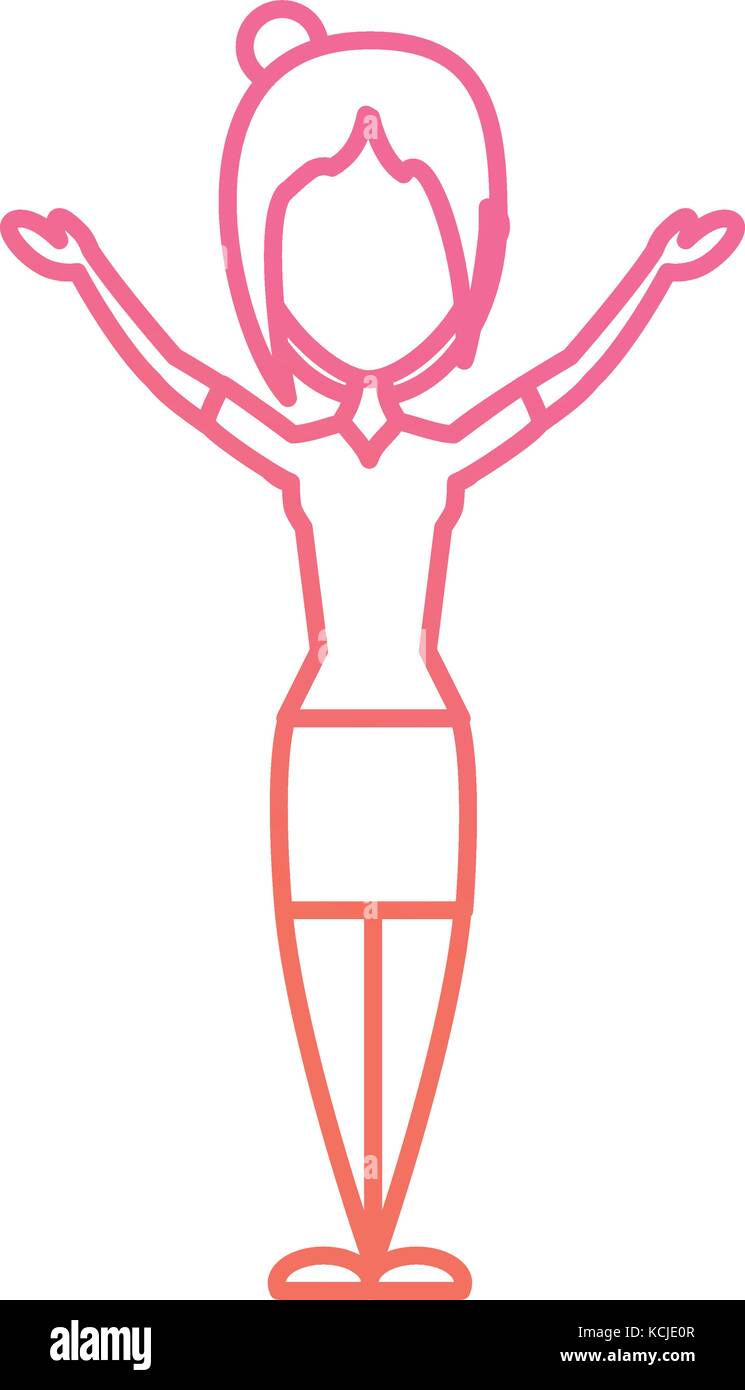 flat line colored girl over white background vector illustration Stock ...