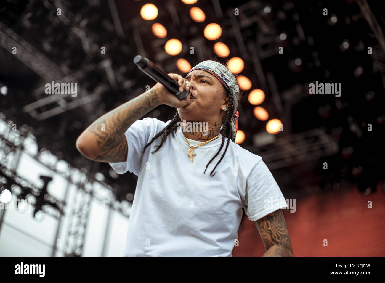 The American rapper and lyricist Young M.A performs a live concert ...