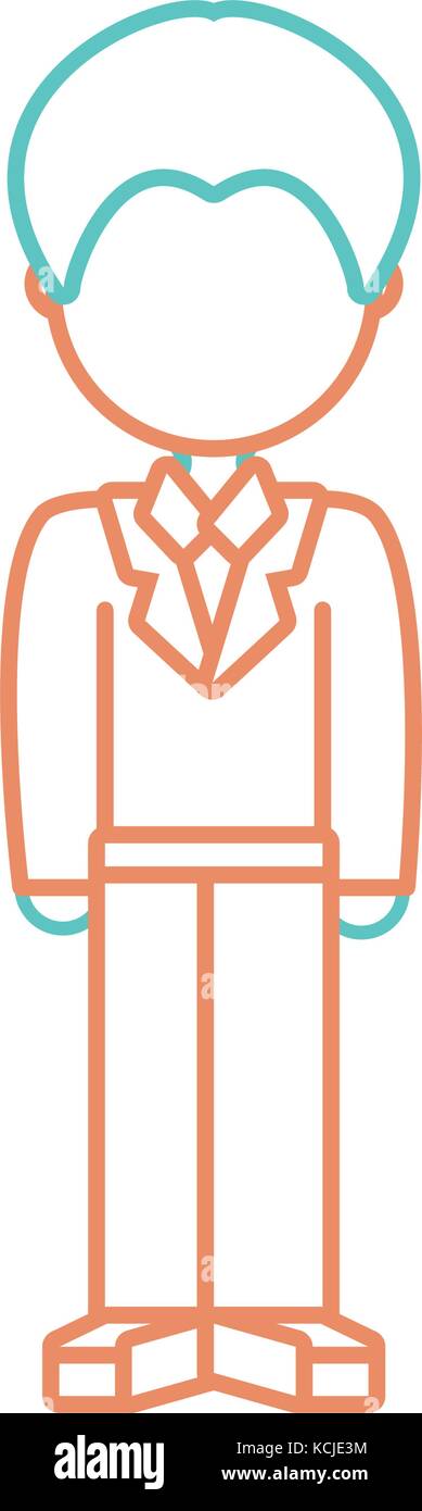 flat line colored man over white background vector illustration Stock ...
