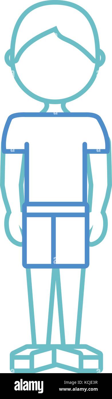 flat line colored boy over white background vector illustration Stock ...