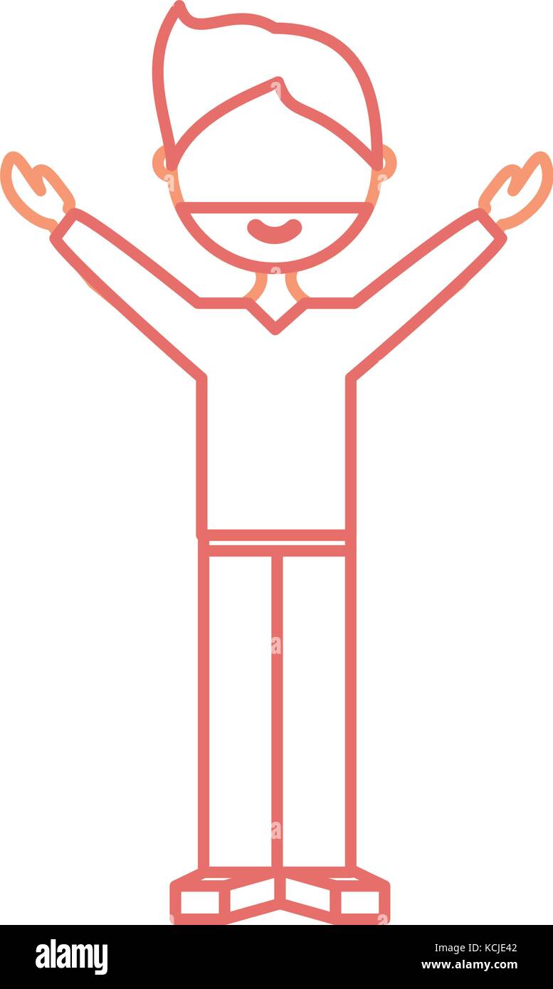 flat line colored man over white background vector illustration Stock ...