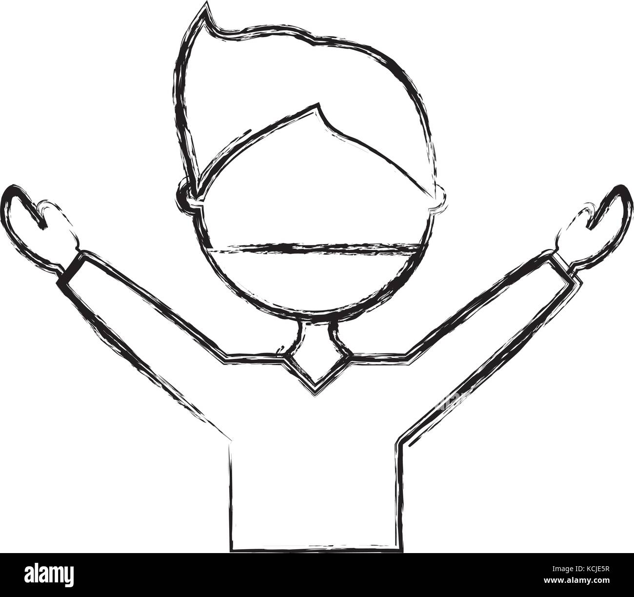 flat line uncolored man with beard over white background vector ...