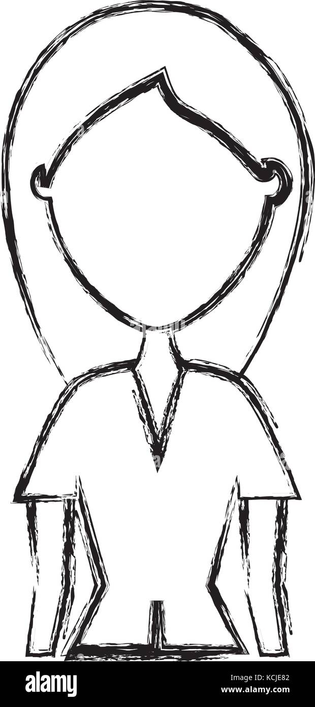 flat line uncolored woman over white background vector illustration ...